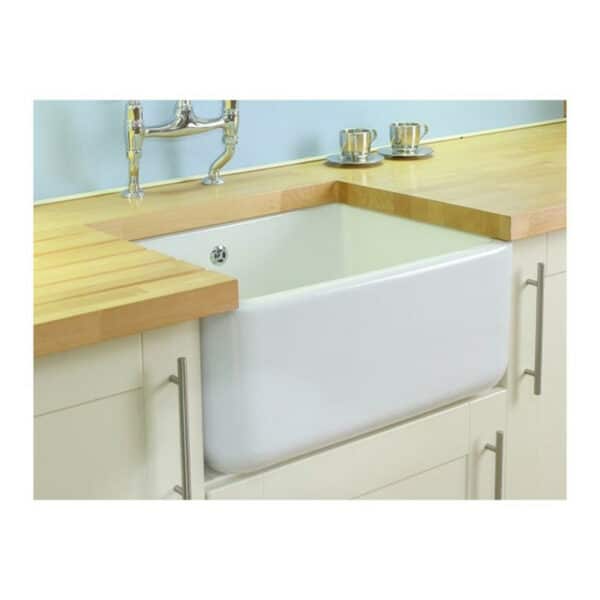 Butler 600 Kitchen Sink & Strainer | Shaws | White - Buy Online